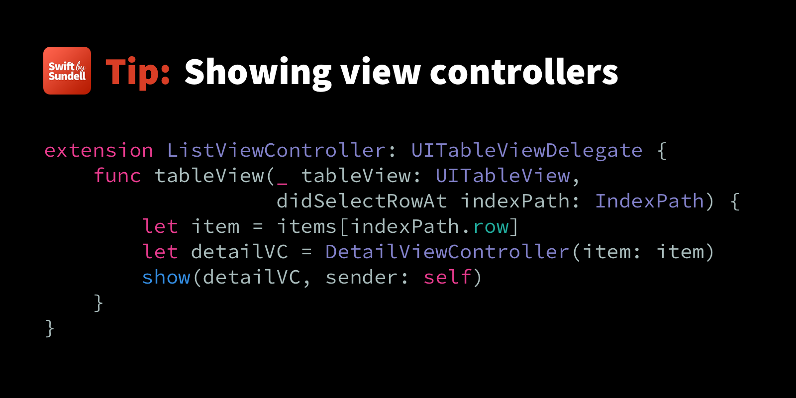 Showing view controllers, rather than pushing them | Swift by Sundell Showing view controllers, rather than pushing them | Swift by Sundell
